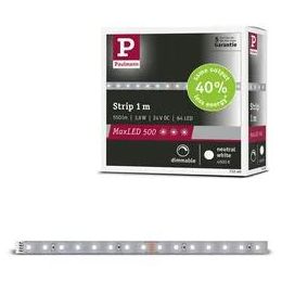 Paulmann LED-Streifen "MaxLED 500 LED Strip Neutralwei&szlig; Einzelstripe", silber (silberfarben), Dioden 64 Stk., Gesamtl&auml;nge 1m, Lichterketten, LED-Streifen