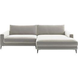Home Affaire Ecksofa &raquo;Downtown, B/T/H: 272/190/84 cm L-Form&laquo; weicher Sitzkomfort auch in Cord und Boucl&eacute;, incl. Zierkissen silber 100% Polyester