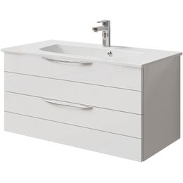 Waschtisch &raquo;Serie 6025 Mineralmarmor-Waschtisch mit Unterschrank, 97 cm breit&laquo; 2 Stk. tlg. Waschplatz mit 2 Schubladen, h&auml;ngend, verschiedene 