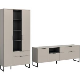 Home Affaire Wohnwand &raquo;ADIO, Breite 290 cm, 2-teiliges Set, mit Metall-Kufenf&uuml;&szlig;e&laquo; Set, bestehend aus: Mehrzweckschrank und Lowboard, 2 Stk. tlg. 