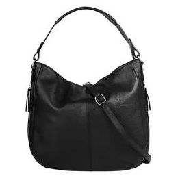 Shopper CLUTY, Damen, Gr. B/H/T: 34cm x 31cm x 9cm onesize, schwarz, Leder, leicht gl&auml;nzend, unifarben, Taschen Shopper, echt Leder, Made in Italy