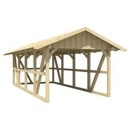 Skan Holz Einzelcarport SKANHOLZ "Schwarzwald", braun (eiche hell), B/H/T: 424cm x 220cm x 772cm, Carports, mit Dachschalung