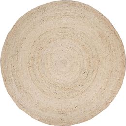 Paco Home Teppich &raquo;Viborg 595&laquo; rund 13 mm H&ouml;he Jute, Modern, Boho, Handgefertigter Natur-Teppich wei&szlig; Jute