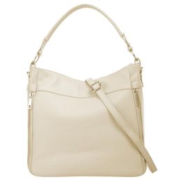 CLUTY Damen Henkeltasche echt Leder, Made in Italy beige