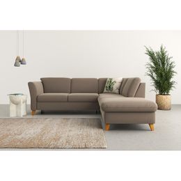 Home Affaire Ecksofa &raquo;Trelleborg L-Form&laquo; Federkern-Polsterung, wahlweise mit Bettfunktion und Stauraum beige 100% Polyester