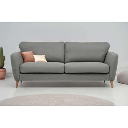 Home Affaire 3-Sitzer &raquo;MARSEILLE 3er Sofa 206 cm, Cord, Flachgewebe, Struktur, Webstoff&laquo; Massivholzbeine Eiche, Landhausstil, Wellenunterfederung grau