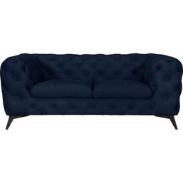 Home Affaire Chesterfield-Sofa &raquo;Glynis&laquo; aufw&auml;ndige Knopfheftung, moderne Chesterfield Optik, Fu&szlig;farbe w&auml;hlbar blau Struktur (100% Polyester);Samtoptik