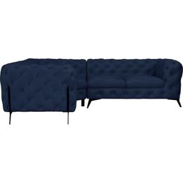 Home Affaire Chesterfield-Sofa &raquo;Amaury L-Form&laquo; moderne Chersterfield-Optik, Breite 262 cm, Fu&szlig;farbe w&auml;hlbar blau Struktur (100% Polyester);Samtoptik (