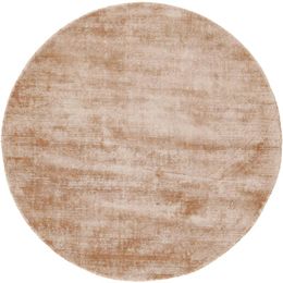CarpetFine Teppich &raquo;Ava Viskoseteppich&laquo; rund 13 mm H&ouml;he Seidenoptik, leichter Glanz, Wohnzimmer beige Viskose