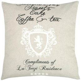 GO-DE Dekokissen &raquo;High Tea&laquo; (L/B): ca. 50x50 cm beige Baumwolle, Polyester
