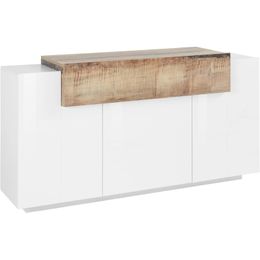 Home Affaire Sideboard &raquo;Coro, Kommode, Schrank, Kredenz, grifflos mit Einlegeb&ouml;den&laquo; mit 1 klappe, 3 T&uuml;ren, Doppeltiefe B/T/H 160x45x85,6cm wei&szlig; FSC -