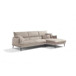 Egoitaliano Ecksofa &raquo;FUNNY, hochwertiges & aktuelles Design, bequeme R&uuml;ckenlehne, L-Form&laquo; hochwertiger Sitzkomfort, L-Form beige 100% Polyester