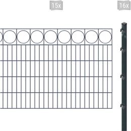 Arvotec Doppelstabmattenzaun &raquo;ESSENTIAL 100 zum Einbetonieren "Ring" mit Zierleiste&laquo; Zaunh&ouml;he 100 cm, Zaunl&auml;nge 2 - 60 m grau Kunststoff, Stahl