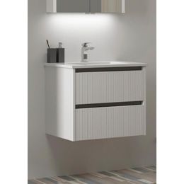 Welltime Waschtisch &raquo;Urban&laquo; mit Keramik Waschbecken, 2 Schubladen mit Softclose, Breite 60 cm wei&szlig; Holzwerkstoff, Keramik, Kunststoff, MDF