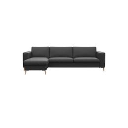 FLEXLUX Ecksofa &raquo;Fiore, Sitzaufbau mit hochwertigem Kaltschaum f&uuml;r mehr Sitzkomfort&laquo; breite Armlehnen, L-Form, F&uuml;&szlig;e Alu+ Eiche schwarz 100% Echteder