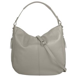 CLUTY Damen Shopper echt Leder, Made in Italy grau