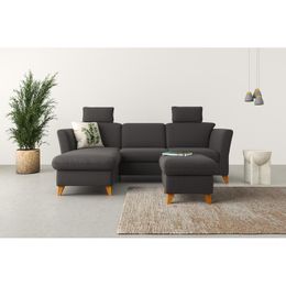Home Affaire Ecksofa &raquo;Trelleborg L-Form&laquo; Federkern-Polsterung, wahlweise mit Bettfunktion und Bettkasten grau 100% Polyester