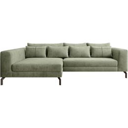 Home Affaire Ecksofa &raquo;Cross, mit softem Sitz, L-Form, wendbare Zierkissen, Breite 284 cm&laquo; Couch mit vielen Kissen, stylische Kreuznaht, elegante 