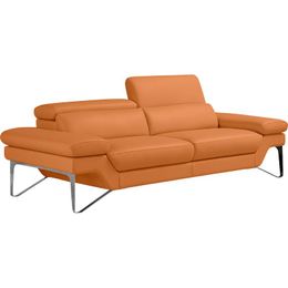 Egoitaliano 2,5-Sitzer &raquo;Princess, Designsofa und super bequem, tolle Detailverarbeitung&laquo; inkl. verstellbarer Kopfteile orange Leder BULL (Echtes Rindsleder). 