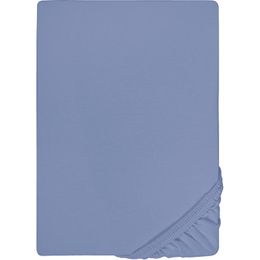 Biberna Spannbettlaken &raquo;Thea&laquo; aus Baumwolle, f&uuml;r Matratzen bis 25 cm H&ouml;he, Bettlaken, Spannbetttuch blau Jersey-Elasthan, Obermaterial: 97% Baumwolle, 3% 