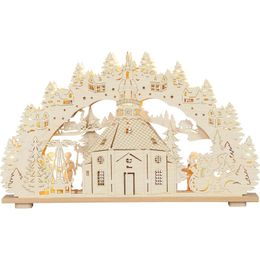 SAICO Original LED Schwibbogen &raquo;3D-Lichterbogen, Seiffener Kirche&laquo; Premium LED-Beleuchtung, warmwei&szlig;, BxHxT: 66x39x6 cm Holz teilmassiv
