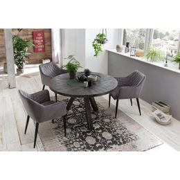 Sit Esstisch &raquo;Tops&Tables&laquo; mit Massivholzplatte aus Mangoholz, runder Tisch grau