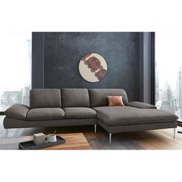 W.Schillig Ecksofa &raquo;enjoy&MORE, Designsofa, bequem, zeitlos und elegant, L-Form&laquo; mit Sitztiefenverstellung, F&uuml;&szlig;e silber matt, Breite 340 cm grau 