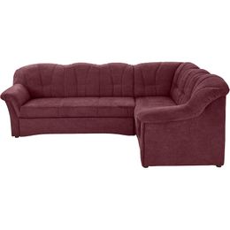 DOMO collection Ecksofa &raquo;Papenburg B/T/H: 242/190/84 cm L-Form&laquo; wahlweise mit Bettfunktion, Langer Schenkel links oder rechts lila Struktur ( 90% 
