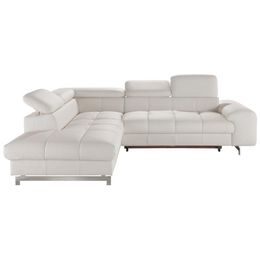 COTTA Ecksofa &raquo;Chef L-Form&laquo; mit Kopfteilverstellung, edle Metallkufen, wahlweise mit Bettfunktion wei&szlig; Luxus-Microfaser (100% Polyester);Kunstleder 