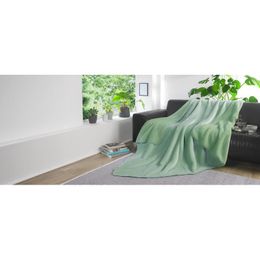 Kinzler Wohndecke &raquo;Demi Flausch&laquo; Uni Farben, mit Wendefunktion, Kuscheldecke, 150x200 cm gr&uuml;n Polyester