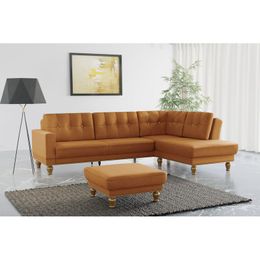 Sit & More sit&more Ecksofa &raquo;Orient 5 L-Form&laquo; mit Strass-Stein, wahlweise mit Bettfunktion und Bettkasten gold 100% Polyester