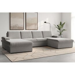 Sit & More sit&more Wohnlandschaft &raquo;Moreno U-Form, B: 309 cm&laquo; mit Armteilverstellung, optional Bettfunktion grau 100% Polyester