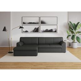 DOMO collection Ecksofa &raquo;Topper, elegant und zeitlos, kompaktes Stellma&szlig; 245/155cm, L-Form&laquo; mit Recamiere, wahlweise mit Schlaffunktion grau