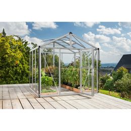Vitavia Gew&auml;chshaus &raquo;Zeus 6200&laquo; Alu-Profile, 3 mm Sicherheitsglas, Dach 10 mm Hohlkammerplatten silber