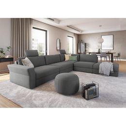Sit & More sit&more Ecksofa &raquo;Cadabra L-Form&laquo; Breite 356 cm, mit Sitztiefenverstellung grau Samtoptik (100% Polyester);Soft clean (98% Polyester, 2% Polyamid);