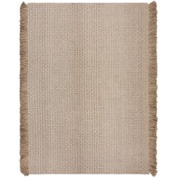 FLAIR RUGS Teppich &raquo;Rene&laquo; rechteckig 4 mm H&ouml;he aus gewebter Wolle beige Kunstfaser, Wolle
