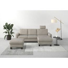 Home Affaire Ecksofa &raquo;Summer L-Form&laquo; mit Recamiere, mit oder ohne Bettfunktion und Bettkasten, Cord-Bezug grau 95% Polyester, 5% Polyamid