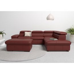 Home Affaire Ecksofa &raquo;Alberto L-Form&laquo; mit Kopfteilverstellung, wahlweise mit Bettfunktion rot Luxus-Microfaser Lederoptik (100% Polyester);Luxus-