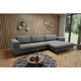 DOMO collection Ecksofa &raquo;Modica, zeitlos und elegant, L-Form&laquo; moderne Optik mit extrabreiter Recamiere, auch in Cord grau 100% Polyester