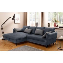 Home Affaire Ecksofa &raquo;Tirano, moderne Optik, komfortabel, Breite 274cm,L-Form&laquo; wahlweise mit Bettfunktion und Bettkasten grau