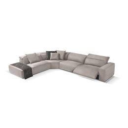 Egoitaliano Ecksofa &raquo;Beverly, extravangantes Designsofa mit erstklassigem Sitzkomfort&laquo; wahlweise mit elektrischer Relaxfunktion, Kopfteilverstellung grau Leder &raquo;
