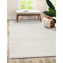 the carpet Teppich &raquo;Lima&laquo; rechteckig 12 mm H&ouml;he Designer Teppich Flor 1 recyceltem Polyester waschbar beige Polyester