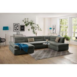 Home Affaire Wohnlandschaft &raquo;Avesa U-Form&laquo; Wahlweise mit Armteilverstellung und Bettfunktion, B/T/H: 355/216/80cm gr&uuml;n 95% Polyester, 5% Polyacryl
