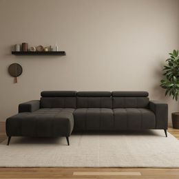 DOMO collection Ecksofa &raquo;Trento L-Form, mit Kufenfu&szlig; oder Einzelfu&szlig;&laquo; wahlweise mit Kopfteilverstellung, Recamiere links/rechts bestellbar braun 92% 
