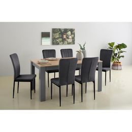 Home Affaire Essgruppe &raquo;Bergamo Tisch St&uuml;hle Speisezimmer Bestseller&laquo; Set, 7 Stk. tlg. moderne 7-tlg Tischgruppe, Unser Bestpreis grau FSC -