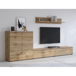 OTTO home Wohnwand &raquo;Tana, Breite 260 cm, moderne Anbauwand&laquo; 3 Stk. tlg. braun Glas, Holzwerkstoff, Kunststoff, Melamin, Metall