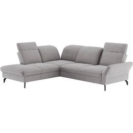 Sit & More sit&more Ecksofa &raquo;Leandro L-Form&laquo; Wahlweise mit Bett-, Kopfteil - und Armlehnfunktion, sowie Stauraum silber 90% Polyester, 10% Polyamid