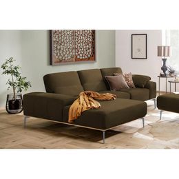 W.Schillig Ecksofa &raquo;run, Designsofa mit tollem Sitzkomfort, bequem, L-Form&laquo; mit elegantem Holzsockel, F&uuml;&szlig;e in Silber matt, Breite 279 cm gr&uuml;n Longlife