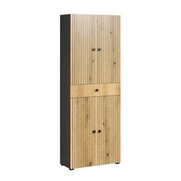 Welltime Hochschrank &raquo;Amrum&laquo; Badezimmerschrank mit und ohne Schublade - (B/T/H) 40-70/31/186 cm grau Holzwerkstoff, Metall