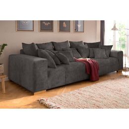 Home Affaire Big-Sofa &raquo;Neapel&laquo; mit vielen losen Kissen, in 2 Bezugsqualit&auml;ten grau Luxus-Microfaser (100% Polyester);Luxus-Microfaser Lederoptik (100%